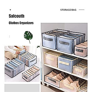 AINIJIA&HOLO 5 Pack Salcouth Organizers,Wardrobe Clothes Organizer, Mesh Foldable Washable Transparent Drawer Organizers for Jeans, Leggings, Underwear, Socks, T-Shirts (Grey)