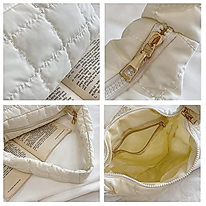 Mini Quilted Tote Bag for Women Puffer Bag Padded Tote Handbag Lightweight Puffy Purse Quilted Padding Hobo Bag with Zip Closure