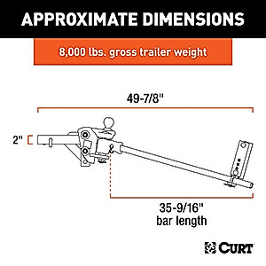 CURT 17499 TruTrack 4P Weight Distribution Hitch with 4x Sway Control, Up to 8K, 2-Inch Shank