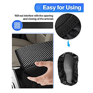 Autorder Center Console Cover for Ford Explorer 2020 2021 2022 2023 2024 Accessories Armrest Cover Carbon Fiber Anti-Scratch Middle Console Pad Leather Armrest Protector