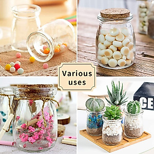 TAOUNOA 29 Pcs Small Glass Jars with Cork Lids, 5 oz Yogurt Jars Candle Jars Mini Glass Bottles Wedding Favor Jars Little Pudding Jars with String