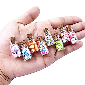 HKLMRO 30PCS Cute Miniature Dollhouse Food Jar Glass Bottle 1:12 Pretend Play Doll House Kitchen Decoration 1:6 Lovely Mini Fruit Simulation Scene Candy Snack Model Game Party Toy for Adults Teenagers