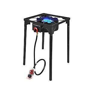 Vivicreate 30000 BTU free standing Outdoor Stove, Side burners,Camping Stove, 0-20 PSIG high pressure stove include CSA listed regulator and gas pipe