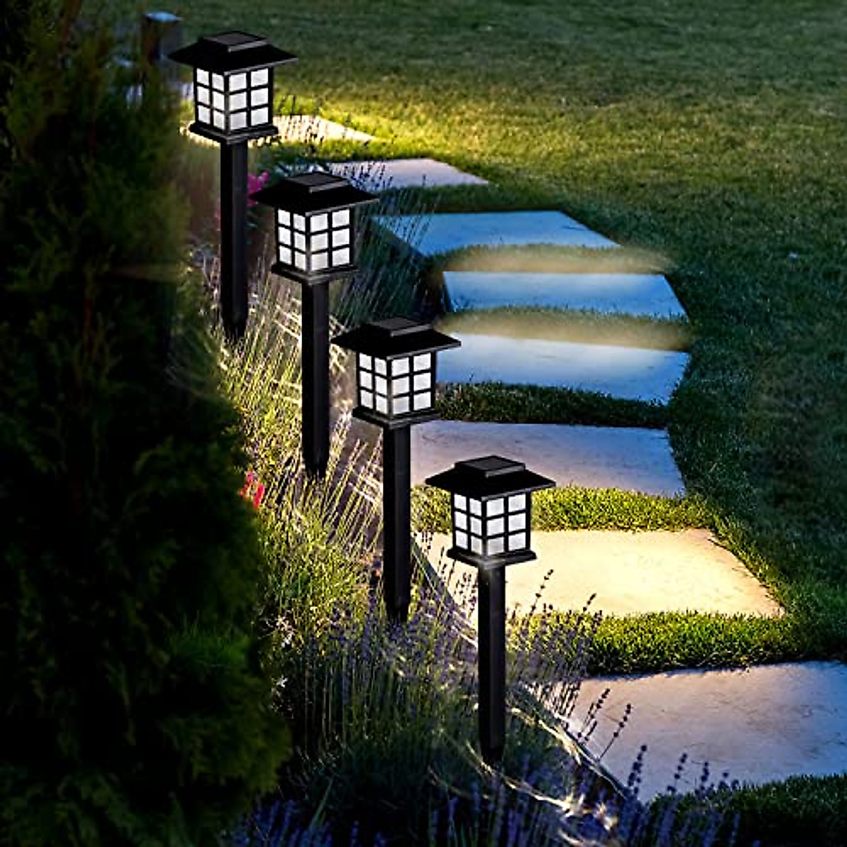 LAUREL CANYON Solar Pathway Lights 8 Pcs, Outdoor Solar Landscape Decorative Lights, Automatic Walkway Lights with LED Light Bulbs for Garden, Path, Yard, Lawn, Square