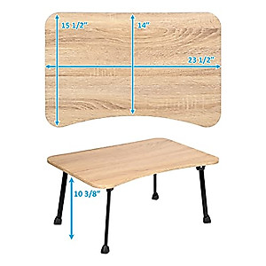 Lap Desk Foldable – Bed Tray for College Dorm and Home – with Handles and Foldable Legs - Perfect Laptop Desk – Perfect for Writing, Eating, Working, Studying - Wood Top Bed Table