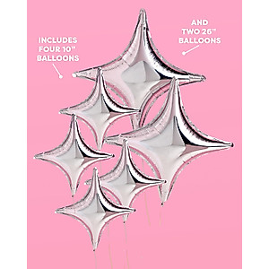 xo, Fetti Silver Sparkle Foil Birthday Balloon - 6 pc | Bday Party Decorations, Bachelorette, Anniversary, Graduation