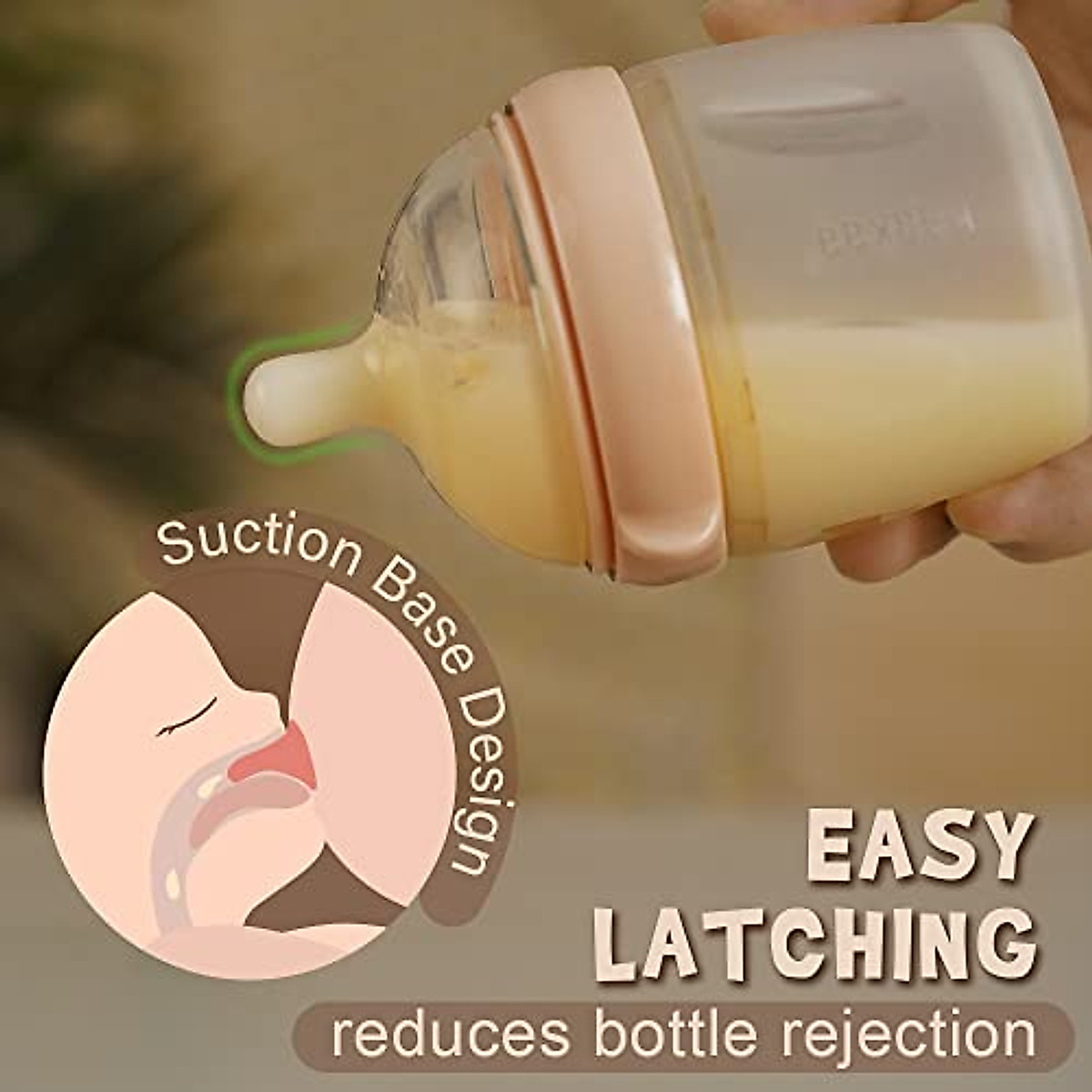 haakaa Gen.3 Silicone Baby Bottle Anti-Colic Baby Bottle with Slow Flow Nipple for Infant Newborn, 5.4oz/160ml, Peach