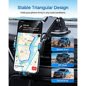 andobil Cell Phone Holder for Car [Powerful Suction][Bumps Friendly] Universal 3in1 Phone Mount for Car Dashboard Windshield Air Vent Compatible with iPhone 14/13/12, Samsung S22 All Phones