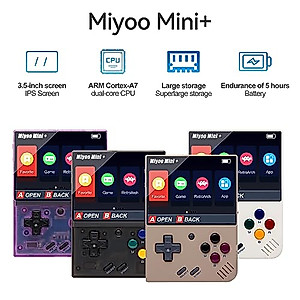 Miyoo Mini Plus Handheld Game Console with Storage Case, 3.5 Inch IPS 640x480 Screen Retro Video Game Console with 64G TF Card & 10000 Classic Games, Support WiFi Hotspot Mode Matchmaking