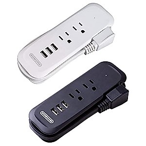 Small Power Strip with USB - NTONPOWER 2 Outlets 3 USB Portable Desktop Charging Station with 15 inches Wrapped Short Extension Cord, Compact Travel Power Strip for for Hotel, Cruise, Home and Office