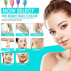 Crskiy Wax Warmer Hair Removal Kit for Women and Men with 4 Flavors Hard Wax Beans (14.1oz), Multiple Formulas for Coarse Hair, Eyebrow, Armpit, Bikini, and Brazilian Waxing