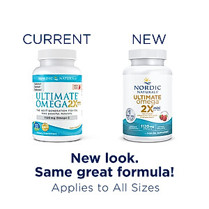 Nordic Naturals Ultimate Omega 2X Mini, Strawberry Flavor - 60 Mini Soft Gels - 1120 mg Omega-3 - High-Potency Omega-3 Fish Oil Supplement - EPA & DHA - Promotes Brain & Heart Health - 30 Servings