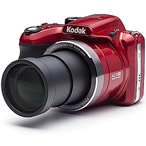 KODAK PIXPRO AZ421 Astro Zoom 16MP Digital Camera with 42x Optical Zoom (Red) Bundle with 32GB SD Memory Card and Accessory Bundle (3 Items)