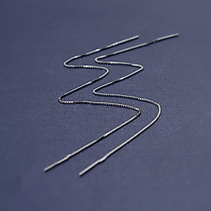 A Pair 925 Sterling Silver Tassel Threader Drop Earrings Long Chain Ear Line