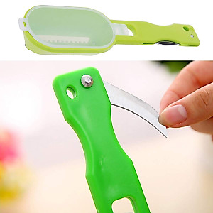 Fish Scaler with Knife,Fish Scaler Remover,Fish Scales Scraper with Lid Cover,2 in 1 Fish Cleaner Skin Scraper Brush Remover,Fish Scale Planer Tool Fish Scaler Fillet Knife Fish Cleaning Tool