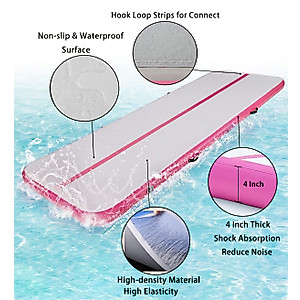 DOBESTS Inflatable Airtrack Gymnastics Tumbling Mat 10ft 13ft 16ft 20ft Air Track with Electric Air Pump for Gymnastic Training Yoga Exercise Indoor Outdoor Sport (Pink, 6m)