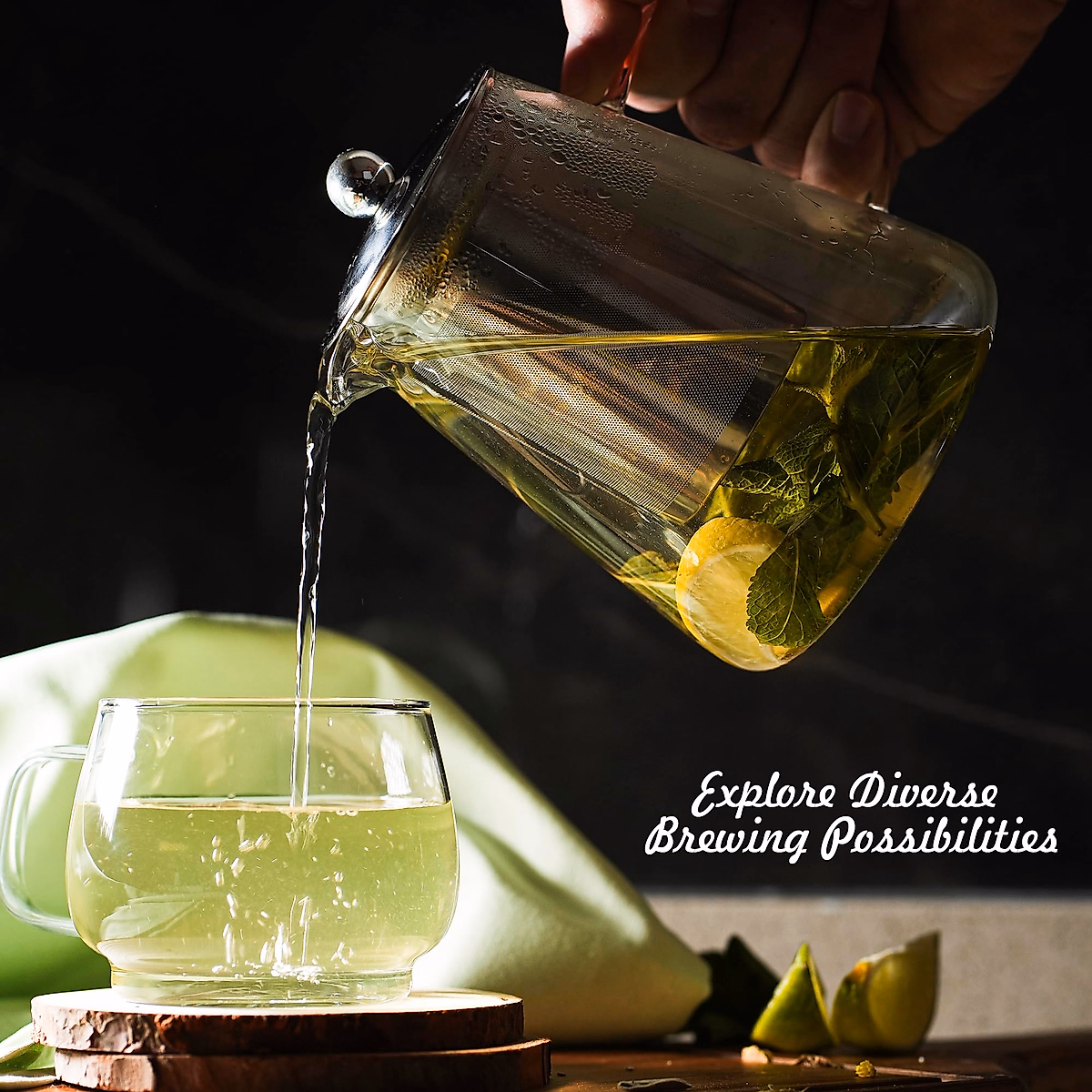 Generic Glass Teapot with Removable Stainless Steel Infuser (32oz / 950ml) - High Borosilicate, Stovetop & Microwave Safe, Heat-Resistant Tea Kettle - Blooming & Loose Leaf Tea, Clear