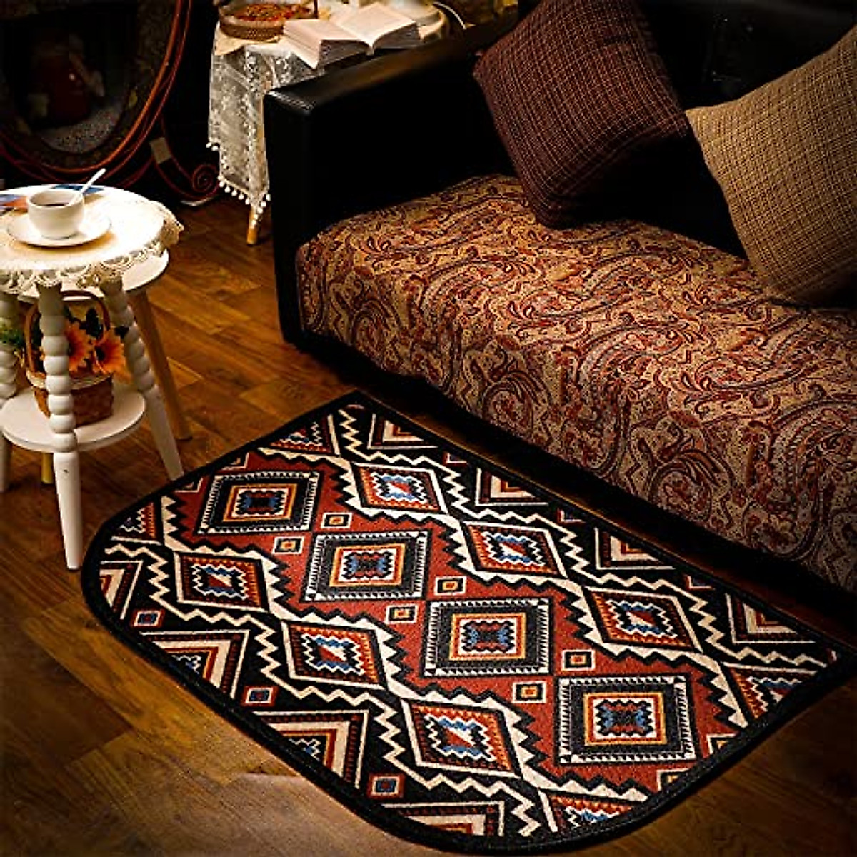 Aztec Fireplace Hearth Rug 24 x 36 Inch Fireplace Mats Southwestern Fireproof Fireplace Rug Fire Resistant Rugs for Fireplace Wood Stove Floor Protector for Kitchen Cabin Indoor Outdoor