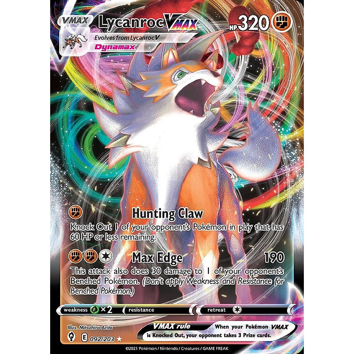Lycanroc VMax - 092/203 - Ultra Rare - Evolving Skies - NM/M