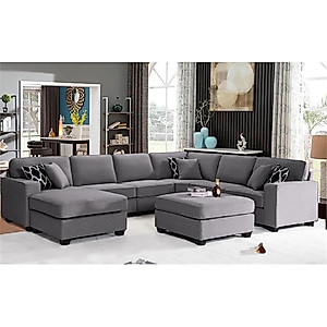 Legend Vansen Fabric Flexible Combination Module Reversible U Shaped Sofa for Living Room, Dark Grey Sectional