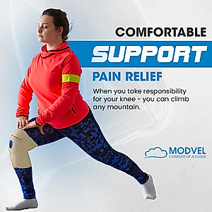 MODVEL ELITE Knee Brace for Women & Men with Side Stabilizers, Patella Gel Pads Brace for Meniscus Tear for Maximum Knee Pain Support - ACL Knee Braces for Running, Workout, Arthritis & Joint Recovery