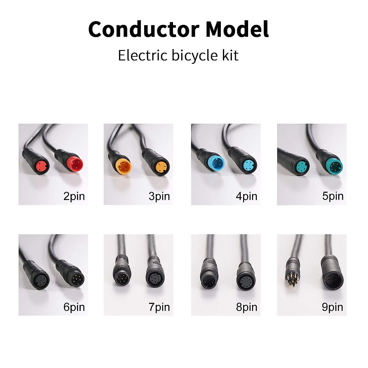 baluoqi Extension Cable 2Pin/3Pin/4Pin/5Pin/6Pin/8Pin/9Pin Waterproof Plug Works for Electric Bicycle Light/Throttle/Ebrake/Display Ebike Parts Extend Cable (3pin 80cm)