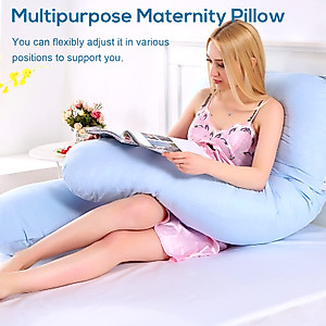 Tree.NB Full Body Pregnancy and Kid U Shape Pillow for Maternity and Pregnant Women, Blue (130 * 70 * 15CM)