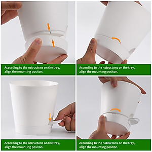 Qaobo Plant Pots 6 PCS 5 inch Self Watering Planters High Drainage Flowers Pot for Indoor Outdoor Plants with Reservoir Tray and Watering Lip Gardening Planter Garden Flower Pots, White