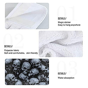Oarencol Halloween Skull Kitchen Hand Towel Day of The Dead Absorbent Hanging Tie Towels with Loop for Bathroom 2 Pcs