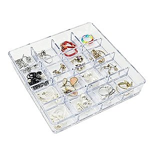 carrotez Jewelry Organizer, 16 Grid, Drawer Organizer, Jewelry Tray, Vanity Organizer, Stackable, Organizer for Makeup, Accessories, Desk, Vanity