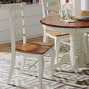 French Countryside Oak/White 42" Round Pedestal Dining Table with 4 Chairs by Home Styles