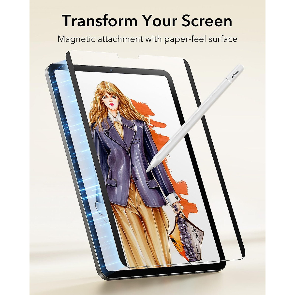 ESR for iPad Pro 12.9 Inch Paper-Feel Magnetic Screen Protector 6th/5th/4th/3rd Generation (2022/2021/2020/2018), Write and Draw Like on Paper, Detachable and Reusable, Matte Finish