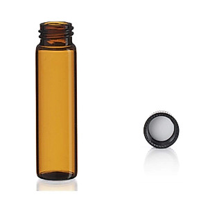 MagnaKoys 3 Dram Amber or Clear Glass Vials w/Polycone Foil Teflon Foam Liner Caps or Droppers (3 Dram w/Standard Liner Cap, Amber, 3)