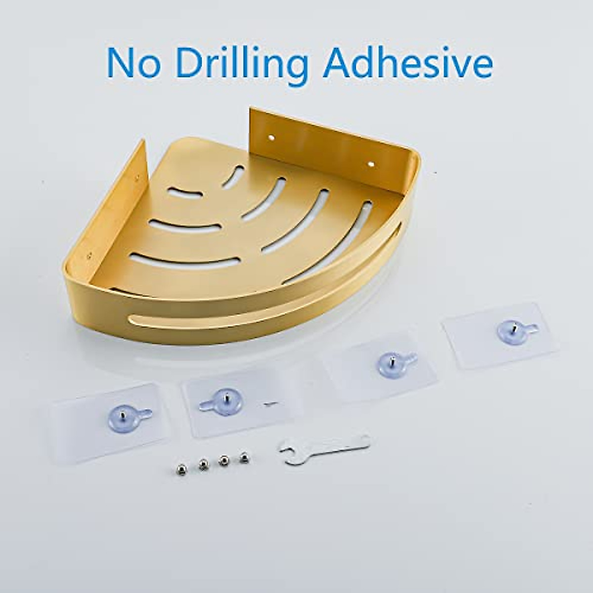 Brushed Gold Color 2 Packed Bathroom Shelves Shower Corner Caddy Organizer Shampoo Holder,Adhesive or Drilling