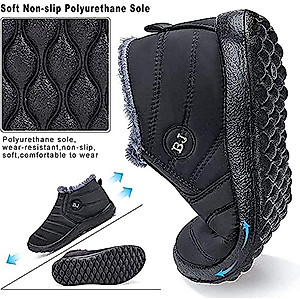 HAVINA Womens Warm Snow Boots Outdoor Fur Lining Winter Shoes Anti-Slip Lightweight Ankle Bootie Black 41