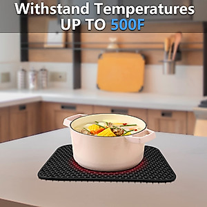 YUBIRD Sink Protectors for Kitchen Sink - 13.58"x 11.6" Sink Mat, 2 PCS Silicone Kitchen Sink Mat for Bottom of Stainless Steel Sink(Black, Ceter Drain)