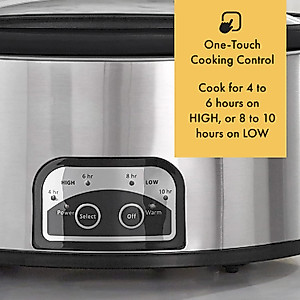 6 Quart Electric Slow Cooker - Auto Warm Setting and Programmable Controls - Stainless Steel