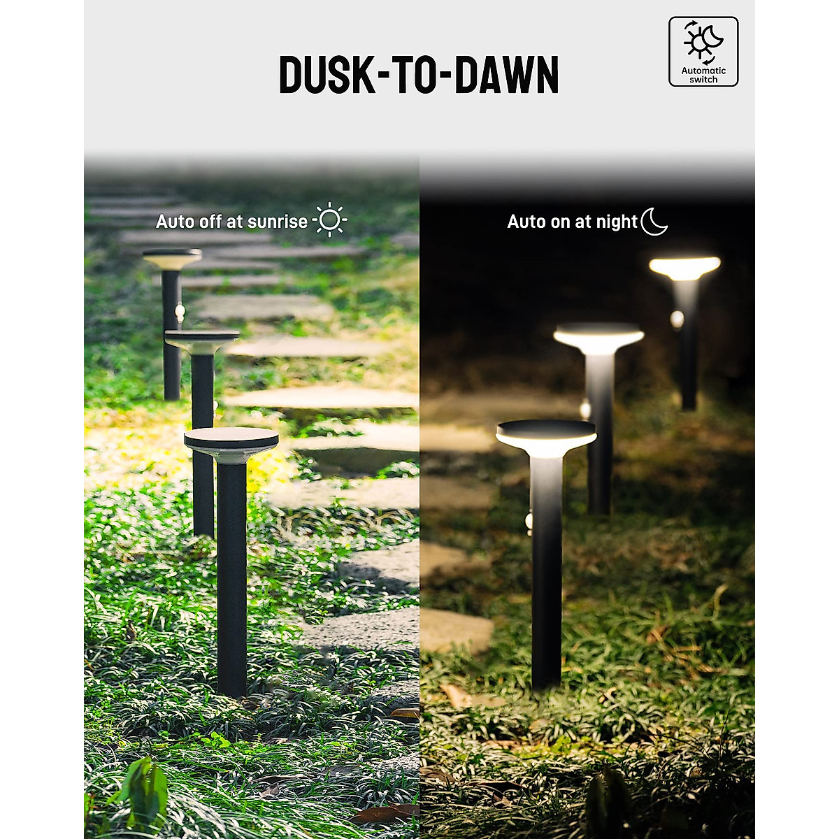 Yoolax Solar Pathway Lights Outdoor Motion Sensor Landscape Lights 2 Pack Waterproof Dusk to Dawn Path Lights for Garden, Patio, Yard, Driveway (Black)