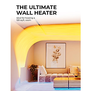 EconoHome Wall Heater Panel with Thermostat - Electric Wall Mounted Heater for Indoor Use - 400Watt Convection Heater - Perfect for Rooms Up to 120 Sq Ft - 120V - Updated Model