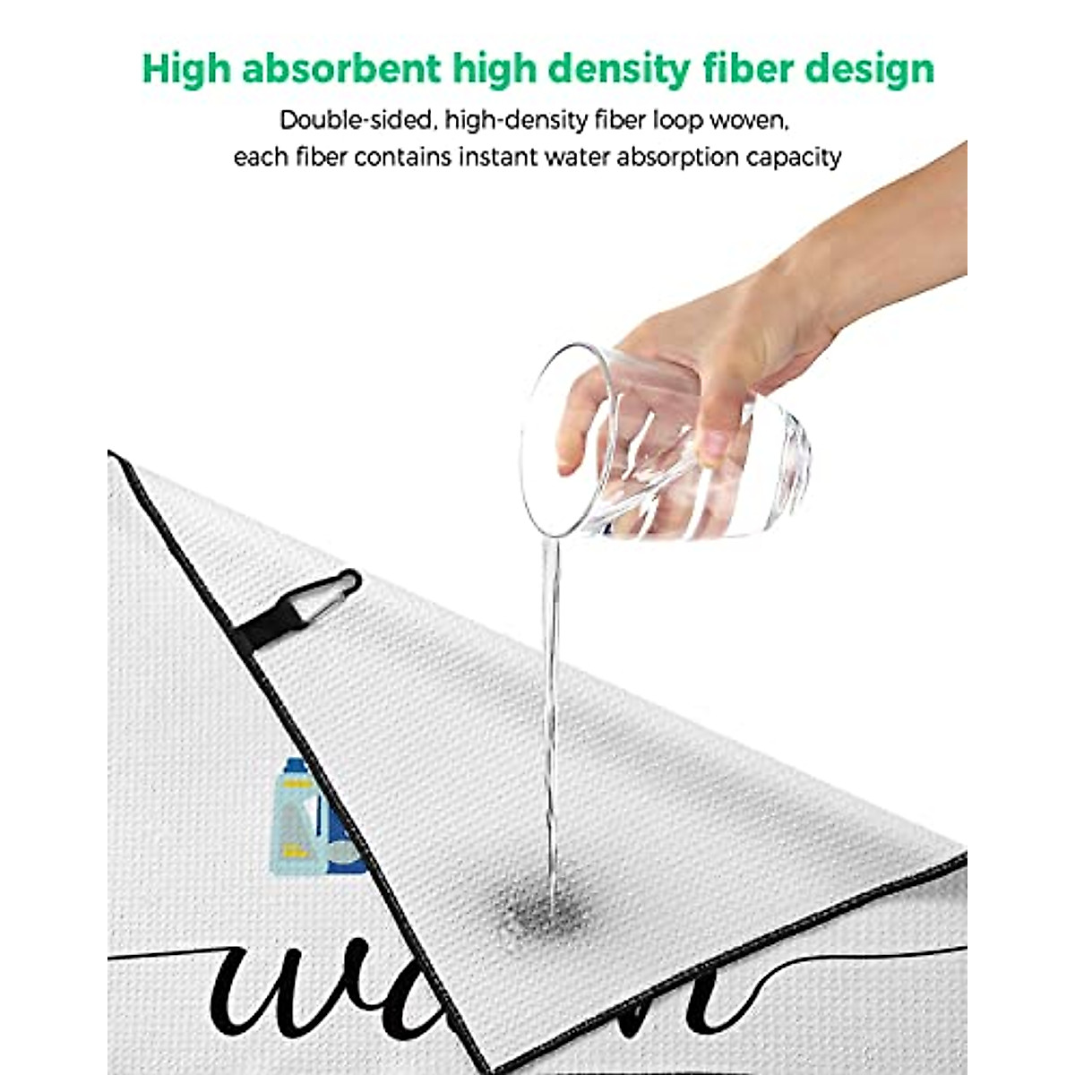 ARTSHOWING Laundry Washing Machine Golf Towel 24x16in, Absorbent Water Quick Dry Microfiber Golf Towel with Clip, Soft Sports Towel Golf Accessory for Men Women, Gift for Golf Fan,