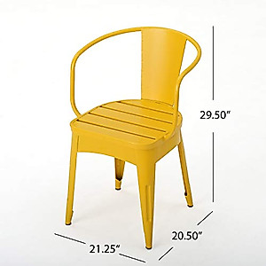 Christopher Knight Home Colmar Outdoor Iron Bistro Set, 3-Pcs Set, Matte Yellow