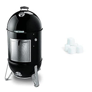 Weber 731001 Smokey Mountain Cooker 22-Inch Charcoal Smoker, Black and Lighter Cube Bundle