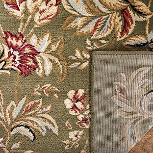 SAFAVIEH Lyndhurst Collection Runner Rug - 2'3" x 6', Sage, Traditional Floral Design, Non-Shedding & Easy Care, Ideal for High Traffic Areas in Living Room, Bedroom (LNH326B)
