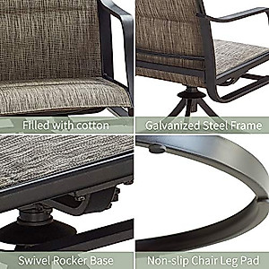 PatioFestival Patio Dining Chairs Textilene Outdoor High Back Swivel Rockers with All Weather Frame (Grey,Set of 2)