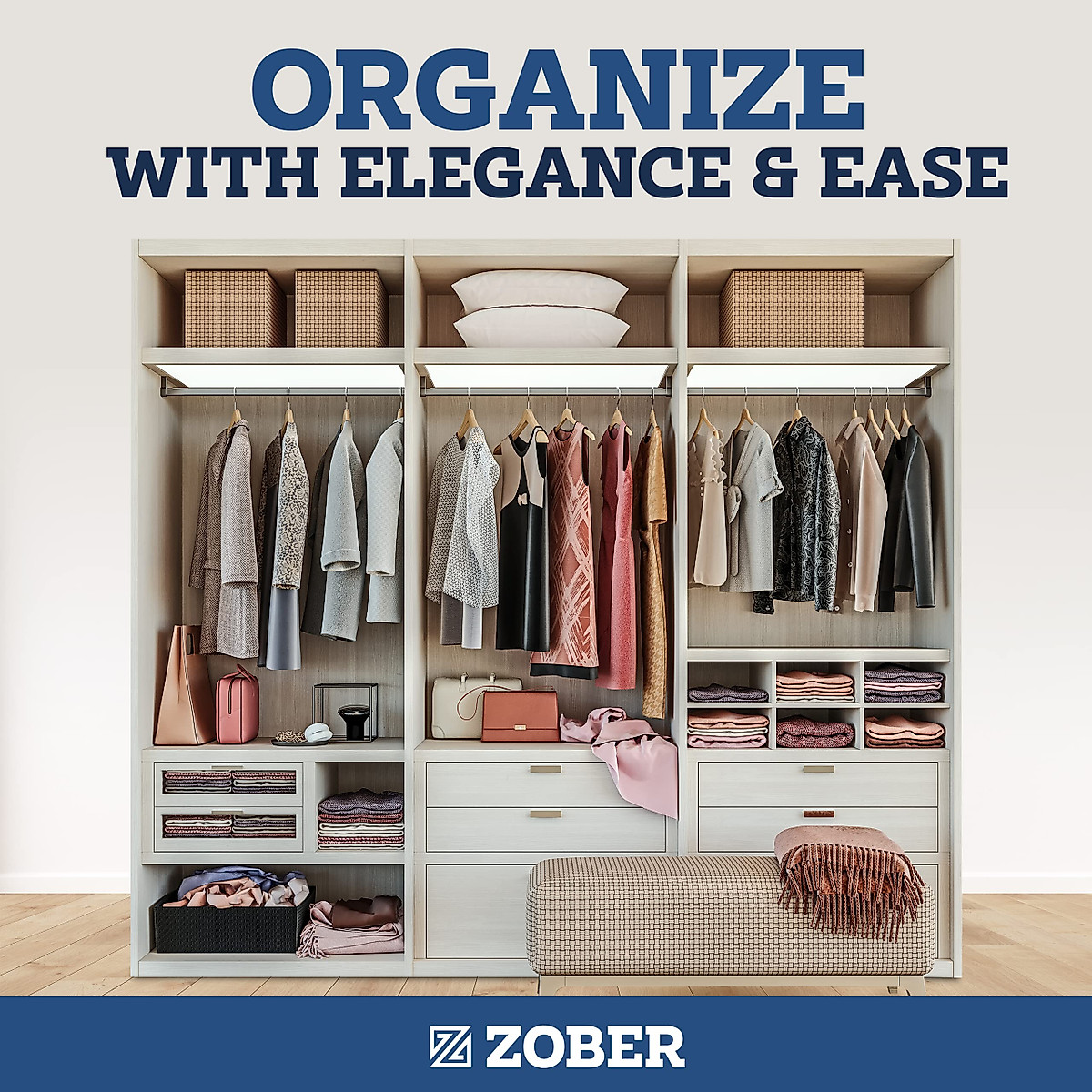 Zober Wooden Hangers 20 Pack - Non Slip Wood Clothes Hanger for Suits, Pants, Jackets w/ Bar & Cut Notches - Heavy Duty Clothing Hanger Set - Coat Hangers for Closet - Vintage