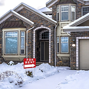 3 Pack 12 x 16 Inches for Rent Sign Kit Yard Sign with Tall Stands Double Sided Corrugated Plastic for Rental House Car Apartment Shops Business (Red)