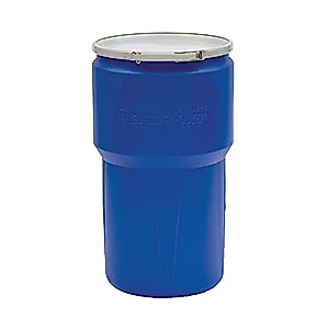 Eagle 14 Gallon High Density Polyethylene Lab Pack Barrel Drum with Metal Lever-lock Lid, 26.5" Height, 15" Diameter, Blue, 1610MB