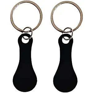 2 Pcs Portable Aluminum Alloy Shopping Trolley Tokens Key Ring, Trolley Unlock Release Key for Meters Change or Grocery Shopping Cart（Black）, (csljmy20220613-0004)