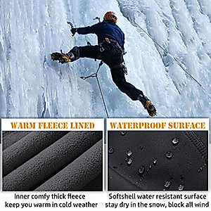 CARWORNIC Men's Snow Ski Pants Waterproof Softshell Fleece Lined Outdoor Hiking Snowboard Pants with Ankle Zipper