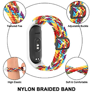 Wanme Bands for Xiaomi Mi Band 5/6 / 7 Strap Women Men, Soft Nylon Sport Strap Compatible with Amazfit Band 5 Replacement Bands Wristband Accessories (Colorful)